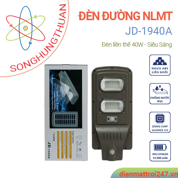 Đèn đường năng lượng mặt trời 40w jd 1940a